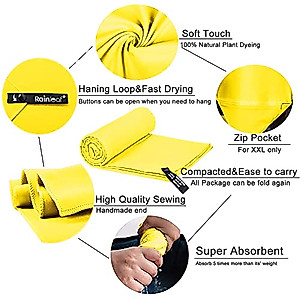 Rainleaf Microfiber Towel,Yellow,24 X 48 Inches