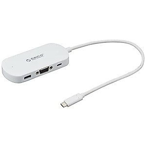 ORICO TCV1-WH USB 3.0 x 1, Type-C x 1, VGA x 1, USB 3.0 Hub, White