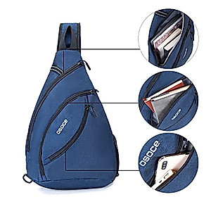 OSOCE Sling Bag,Cross body Bags for 13.3" iPad Laptop,Left Right Handed Convertible for School Travel Hiking Bicycle (Dark Blue)