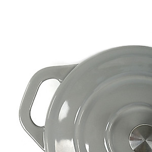 Enameled Cast Iron Mini Round Cocotte Set, 0.5QT Mini Dutch Ovens with Lids and Bamboo Trays, Dia.4.8 inch, Set of 2, Grey