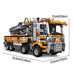 Mould King Concrete Pump Truck Building Set for Kids Ages 8+, Terrain Tow Truck Model Toys (2,098Pieces)