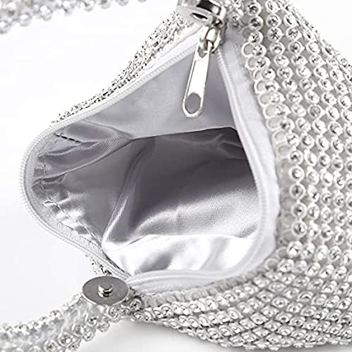 MariaKinz Women's Rhinestone Mash Wristlet Pouch (Silver)