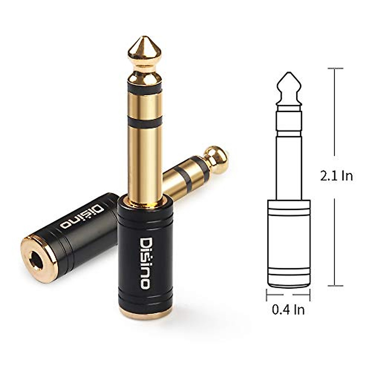 Disino 1/4" to 3.5mm Stereo Headphones Adapter, New Upgrade Gold-Plated Pure Copper Mini Jack 1/8'' Female to 1/4'' Male Jack Plug Stereo Adapter for Headphone, Amp Adapte, Black - 1 Pack