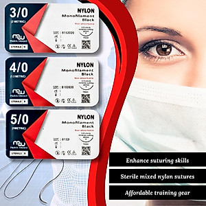 Sutures Thread with Needle Plus Disposable Stapler and Remover Training Tools - First Aid Field Emergency Practice, Trauma Survival Gear, Travel Prepping Practice, Camping Safety Kit