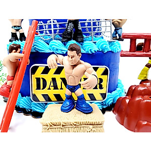 Wrestler Rumblers Wrestling Action Cake Topper With Random Wrestler Figures And Accessories (Unique Design)