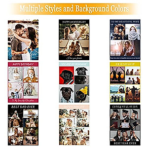 Custom Personalized Blanket with Picture Text Name Customized 1-9 Photo Throw Blanket Gift for Wife Husband Boyfriend Girlfriend Couple Mom Dad Friend Pet for Birthday Anniversary (1 Photo, 50"x60")