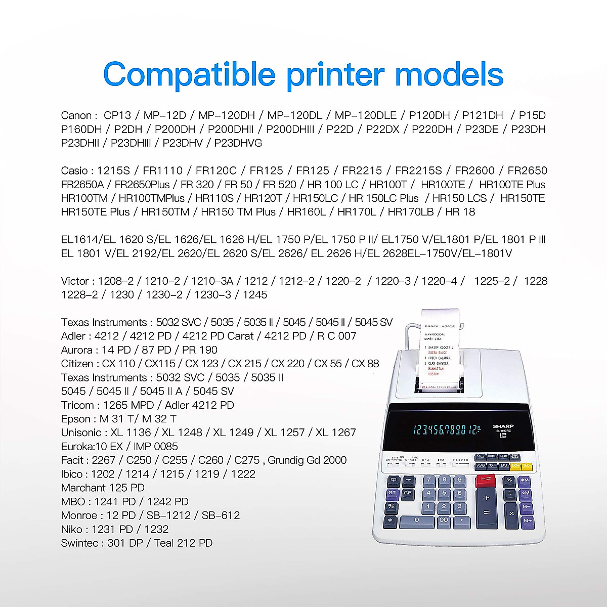 LxTek Replacement for IR40T IR-40T CP13 MP-12D Calculator Ink Roller Printer Ribbons use with Canon, Sharp EL-1750V, EL-1801V (Black/red, 10-Pack, Individually Sealed)