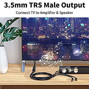 Edtran Digital Optical Audio Cable Toslink Cable - [24K Gold-Plated] Fiber Optic Male to Dual RCA & 3.5mm W/USB Power Supply for Home Theater, Sound Bar (5 Feet) (5Feet)