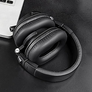 SOULWIT Earpads Replacement for Audio Technica ATH M50X M50XBT M50RD M40X M30X M20X MSR7 SX1 Monitor Headphones, Ear Pads Cushions with Softer Protein Leather, High-Density Memory Foam - Black