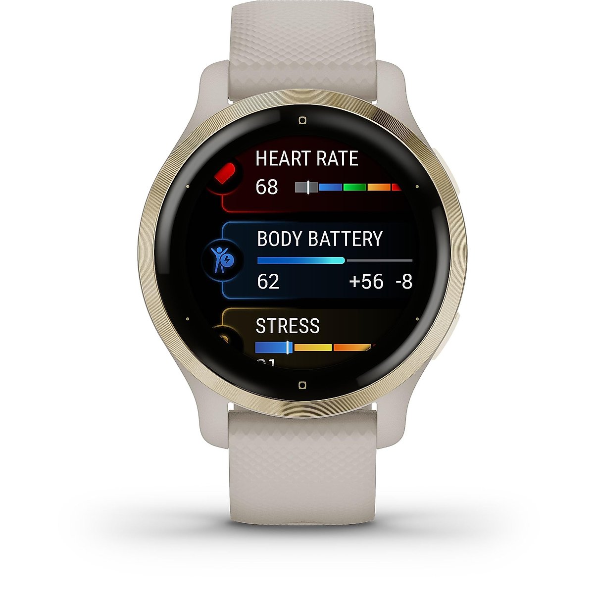 Garmin Venu 2S, Smaller-Sized GPS Smartwatch with Advanced Health Monitoring and Fitness Features, Light Gold Bezel with Tan Case and Silicone Band, (010-02429-01) (Renewed)