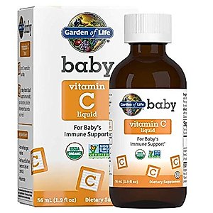 Garden of Life Baby Vitamin C Drops for Infants and Toddlers, Organic Whole Food Liquid Vitamin C 45mg Immune Support for Babies from Amla Fruit, Citrus Flavor, Vegan & Gluten Free, 56 mL (1.9 fl oz)