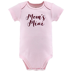 The Peanutshell Short Sleeve Baby Bodysuits Set for Baby Girls - Cheetah, Pink, Floral Maroon - 5 Pack Set… (Newborn)