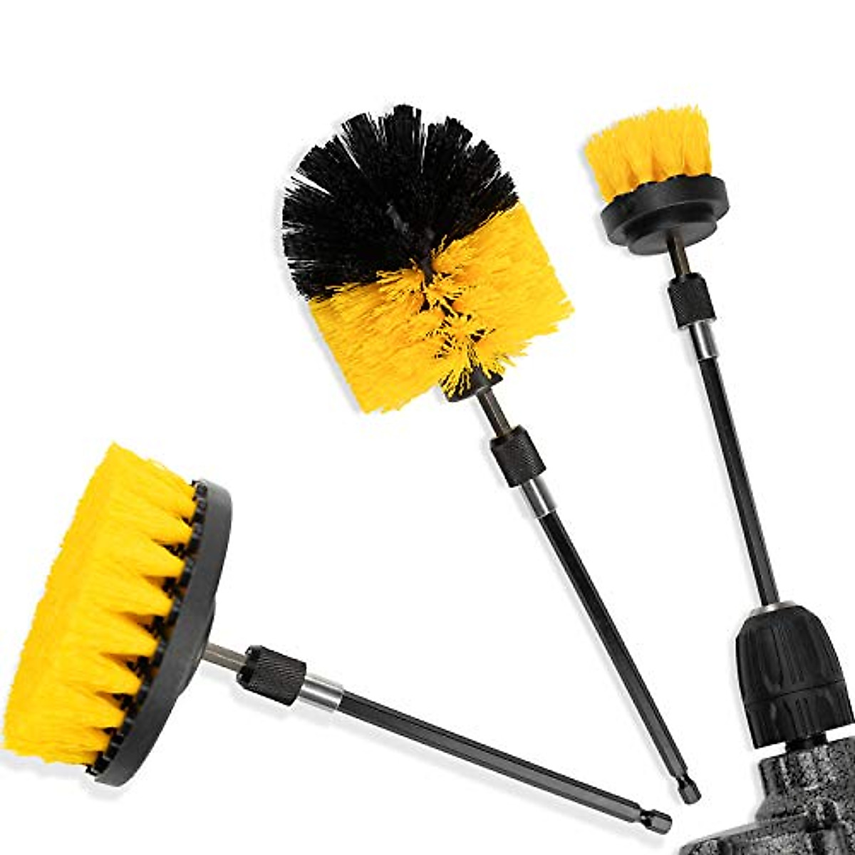 [4 Pack Set] Auto Detailing Drill Brush Set , Wheel Cleaner Brush , Car Cleaner Wash Brush Supplies Kit Fit Tire , Car Mats , Floor Mat , Bathroom and Auto Power Scrubber Brush Cleaning Sets