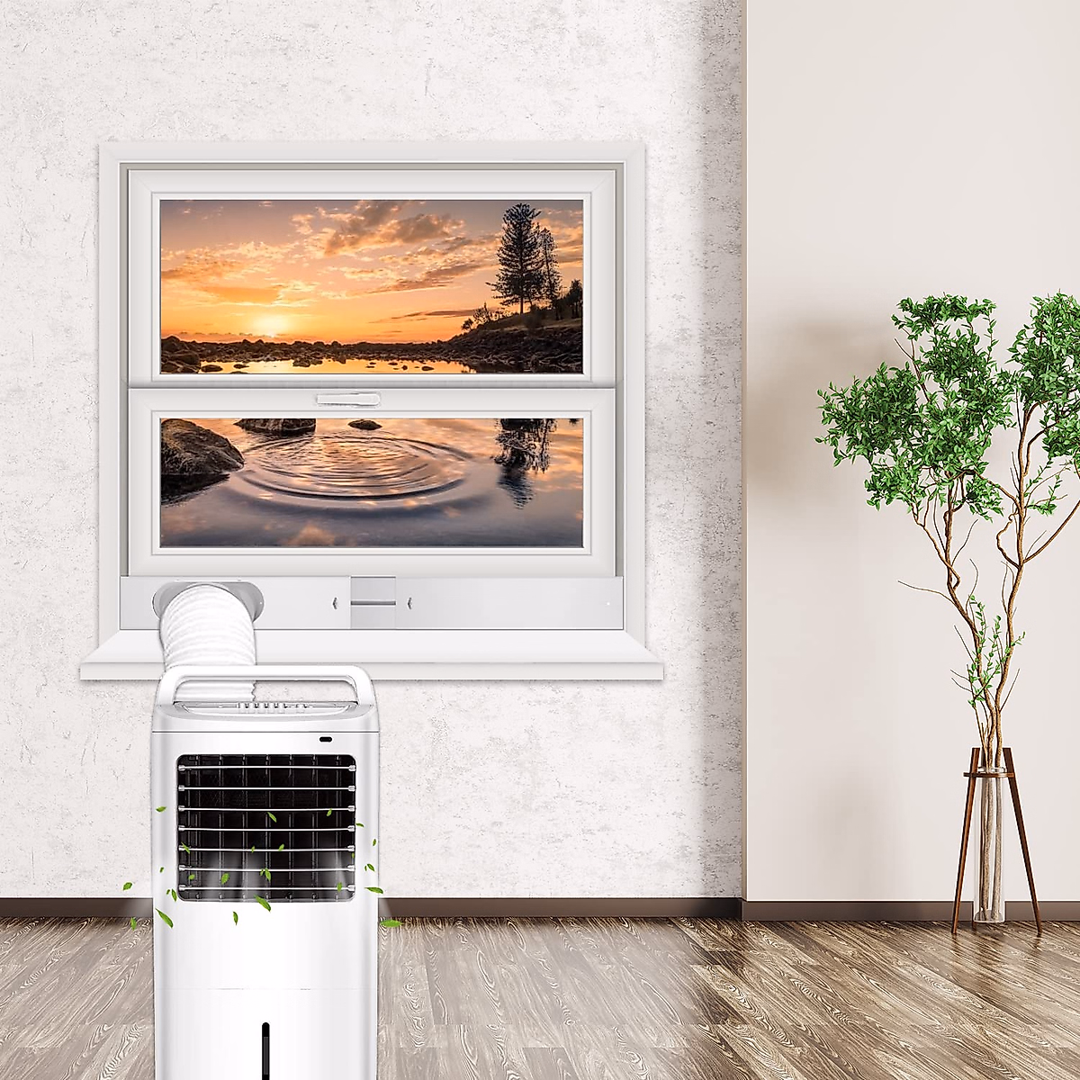 Portable Air Conditioner Window Vent Kit, Adjustable Window Seal Slide Kit Plate for Portable Air Conditioner Kit Sliding Window AC Vent Kit Fit for Exhaust Hose with 5.1"/13cm Diameterr