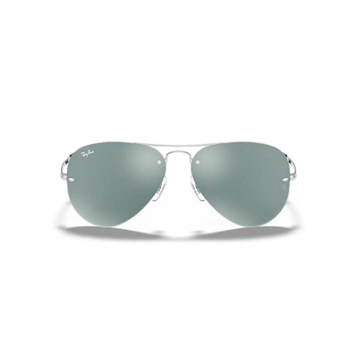 Ray-Ban RB3449 Aviator Sunglasses, Silver/Green Mirrored Silver, 59 mm