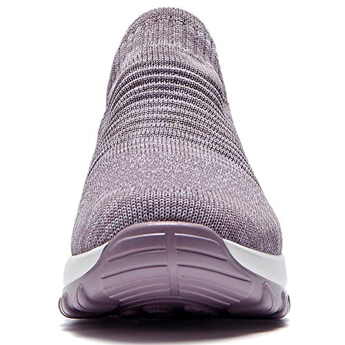 Women's Walking Shoes Sock Sneakers - Breathable Mesh Slip On Lady Girls Work Nursing Easy Shoes Platform Loafers Light Purple 10.5