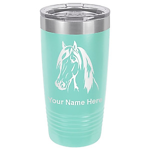 LaserGram 20oz Vacuum Insulated Tumbler Mug, Horse Head 1, Personalized Engraving Included (Teal)