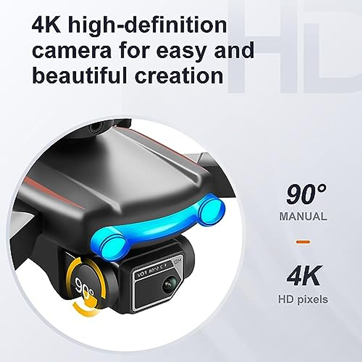 Drone with Camera, Drone With 4K HD Fpv Camera Remote Control Toys Gifts For Boys Girls, Toy Easy to Play, With Altitude Hold Headless Mode One Key Start Speed, 3D Flip (Black)