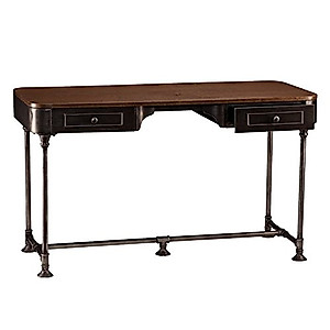 SEI Furniture Edison 2-Drawer Desk, Dark Tobacco with Industrial Gray