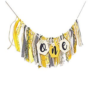 Bee Theme High Chair Banner for 1st Birthday - Happy 1st Bee Day Birthday Banner, First Birthday Decoration for Boys and Girls, Bumble Bee Themed Birthday Party Decoration