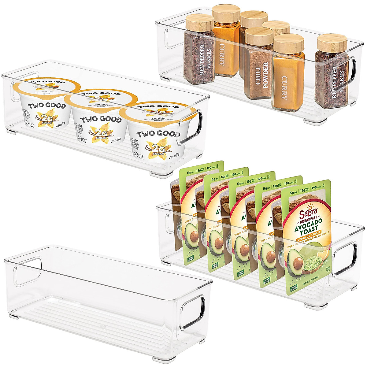 bHome & Co Clear Plastic Storage Bins - Pantry Organization and Storage Containers Small Stackable Clear Storage Bins Containers for Organizing - Kitchen Organization - Fridge Pantry Organizer Bins