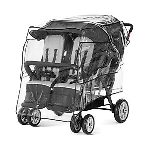 Foundations Quad 4-Seat Stroller Rain Cover, Easy to Use Snaps Surrounding a Mesh Window, Air Ventilation While Covered, 360 Degree Flaps, Weather Shield (Clear)