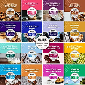 Maud's Super Flavored Coffee Variety Pack, 80ct. Solar Energy Produced Recyclable Single Serve Flavored Coffee Pods Jam-Packed with 16 Flavors - 100% Arabica Coffee California Roasted, KCup Compatible
