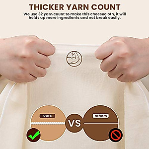 Precut Cheesecloth, 15 x 15'' 4 Pack, Grade 100, Ultra Fine for Straining & Cooking, 100% Unbleached Cotton Cheese Cloth for Making Cheese