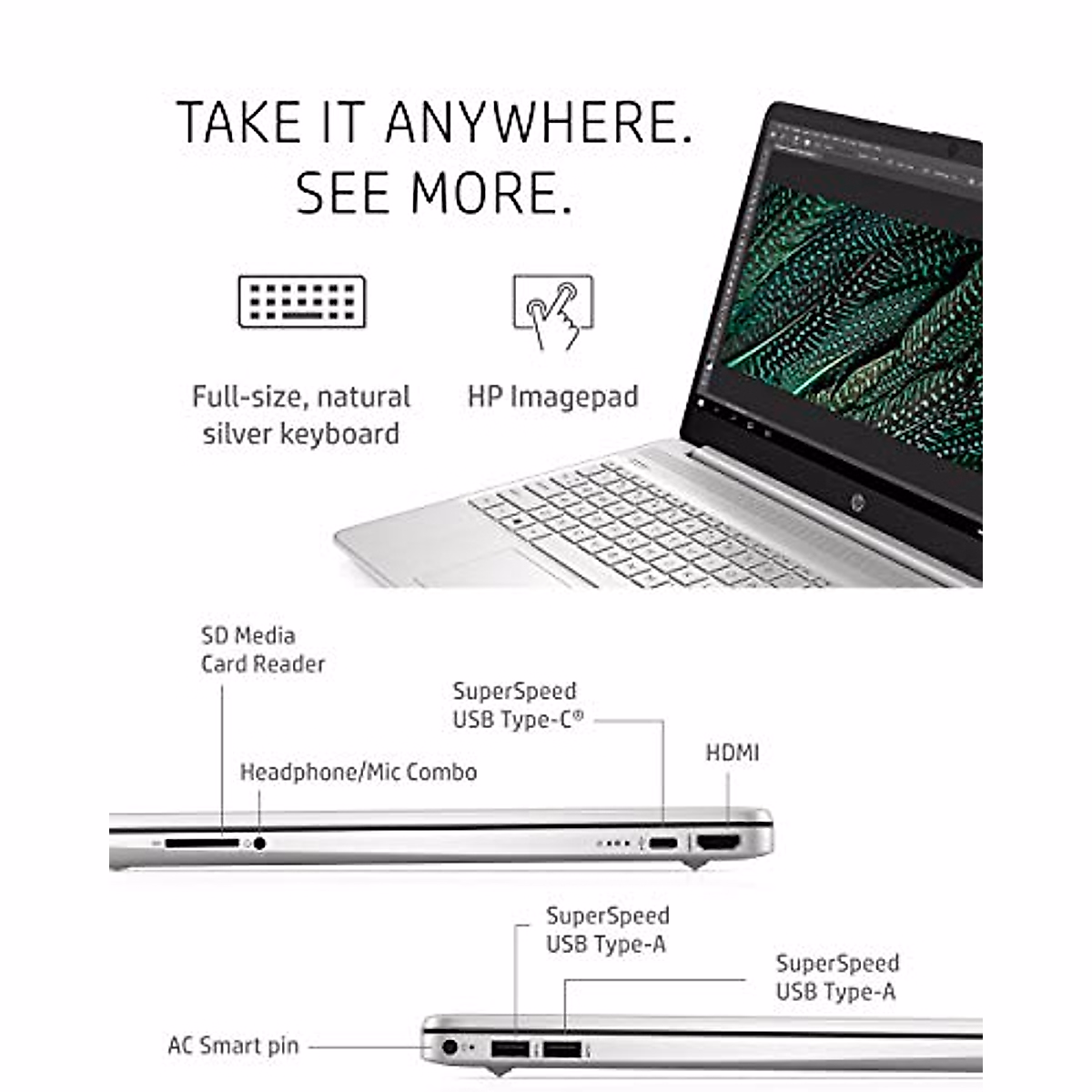 HP 15 Laptop, 11th Gen Intel Core i5-1135G7 Processor, 8 GB RAM, 256 GB SSD Storage, 15.6” Full HD IPS Display, Windows 10 Home, HP Fast Charge, Lightweight Design (15-dy2021nr, 2020)