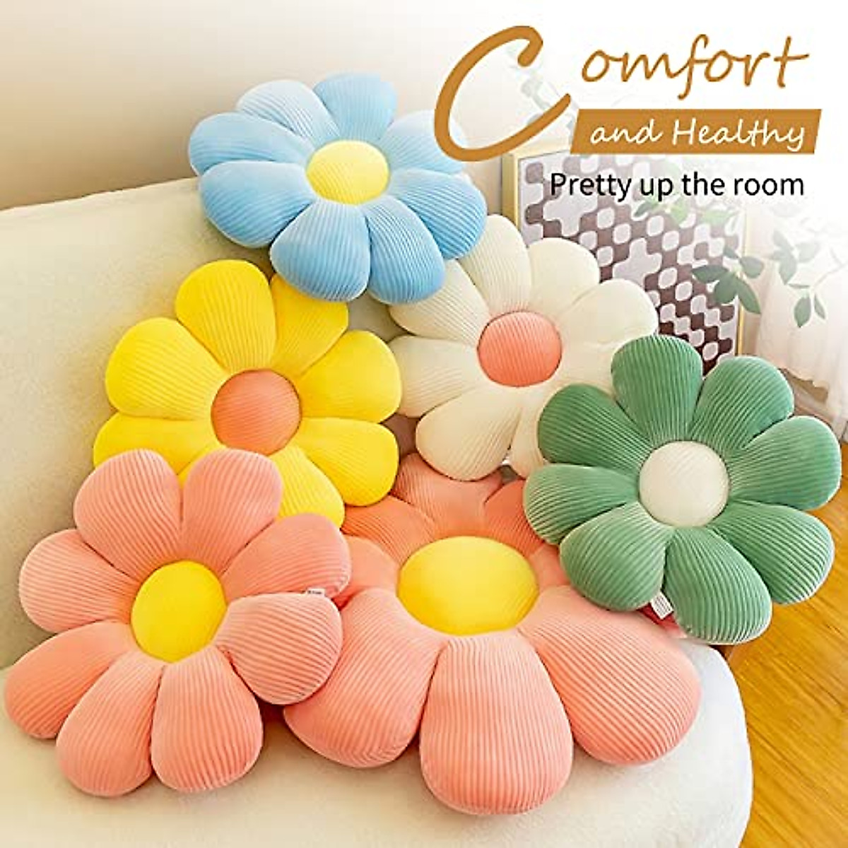 YesMora Flower Pillow Flower Floor Pillow Flower Shaped Pillow Flower Decorative Pillows Daisy Floor Pillow Flower Cushions
