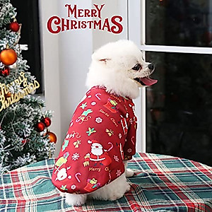 Aimondow Pet Dog Christmas Clothes Costume, Xmas Holiday Santa Warm Soft Puppy Sweater, Christmas Party Cosplay Costumes for Small Medium Dogs and Cats (Printed, Medium)