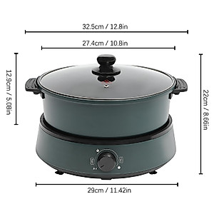1350W 4.2Qt Electric Hot Pot with Lid, Electric Skillet, Adjustable Temperature, for Boiling Steaming Baking, 12.8 * 8.66 * 11.42 inch, 110V, Aluminum, Iron