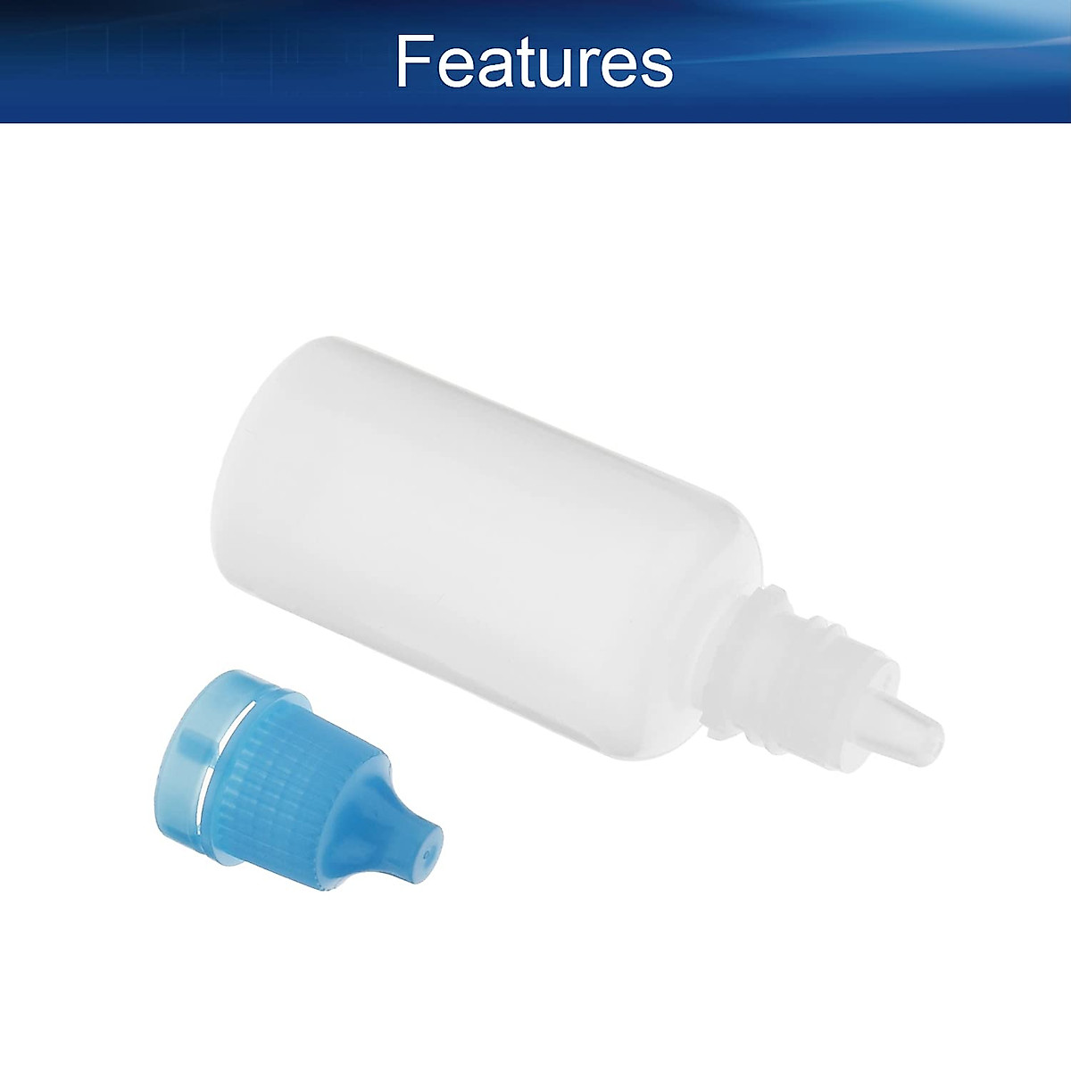 Bettomshin 50Pcs 20ml PE Plastic Squeezable Eye Liquid Dropper Bottles Thin Mouth Lab Reagent Bottle Liquid Sample Seal Sample Storage Translucent Bottle with Blue Cap