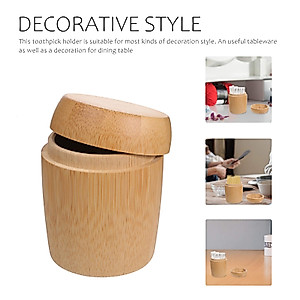 DOITOOL Bamboo Toothpick Dispenser Toothpick Boxes Decorative Toothpick Jar Fruit Picks Cotton Swabs Container for Home Restaurant Hotel Random