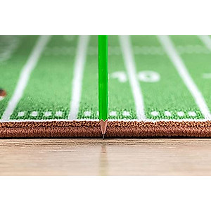 Furnish my Place 700 Corner Football Play Area Rug for Kids Playroom, Bathroom & Kindergarten Classroom, Corner Football Field Ground, Green (3'3"x8')