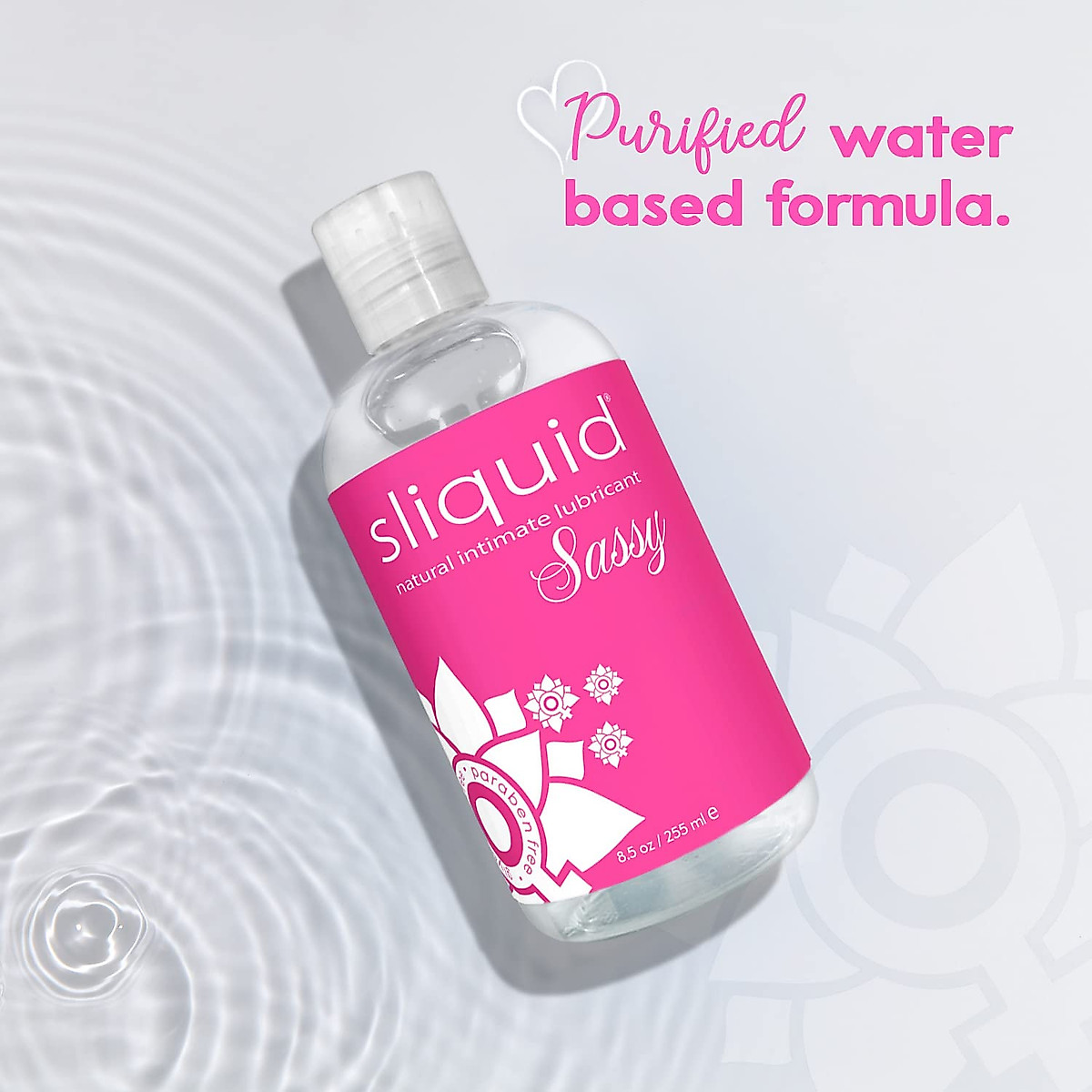 Sliquid Sassy Water-Based Lube - Thick, Long-Lasting Gel, Natural Lube for Women/Men/Couples, Unscented, 8.5 Fl Oz