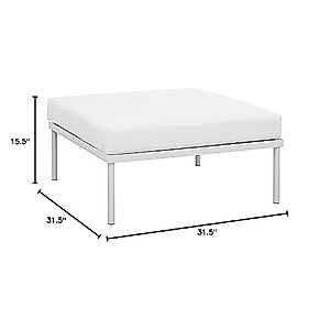 Modway Harmony Aluminum Outdoor Patio Ottoman with Cushion in White White