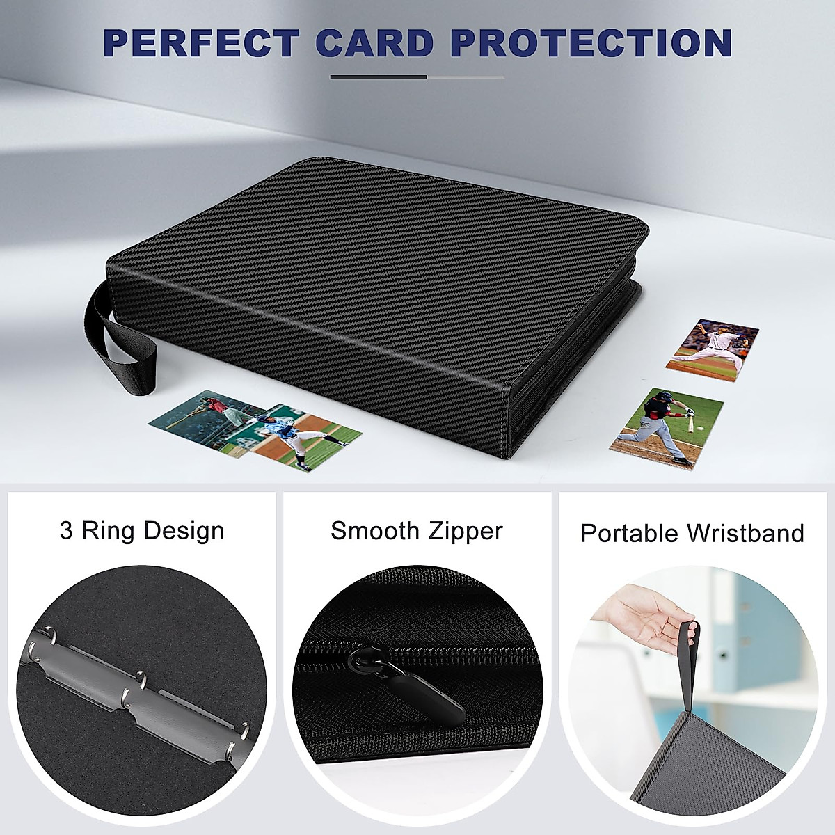 Mlikero Trading Card Binder, 9 Pocket Card Binder with Sleeves 720 Double Sided Pocket Sports Card Binder, Premium Card Binders Compatible with MTG, TCG, Baseball Cards, and Football Cards