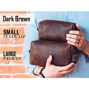 Personalized Leather Dopp Kit For Men – Unique Anniversary Gift, Birthday Gift, Father & Groomsmen Gift – Mens Handcrafted Travel Bag for Toiletries, Shaving & Grooming Kit – Toiletry Bag Made in USA