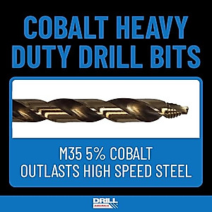 Drill America 29 Piece Cobalt Stepped Point Drill Bit Set in Round Case w/Gold Oxide Finish for Drilling Acrylic, Steel, Hard Metals, Sizes 1/16" to 1/2" x 64ths, GSC Series ZMGSC29J-PC