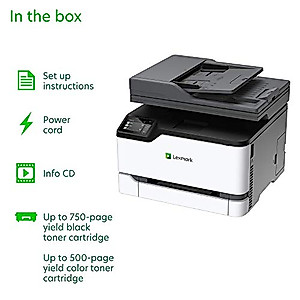 Lexmark MC3224adwe Color Multifunction Laser Printer with Print, Copy, Fax, Scan and Wireless capabilities, Two-Sided Printing with Full-Spectrum Security and Prints Up To 24 ppm (40N9050)