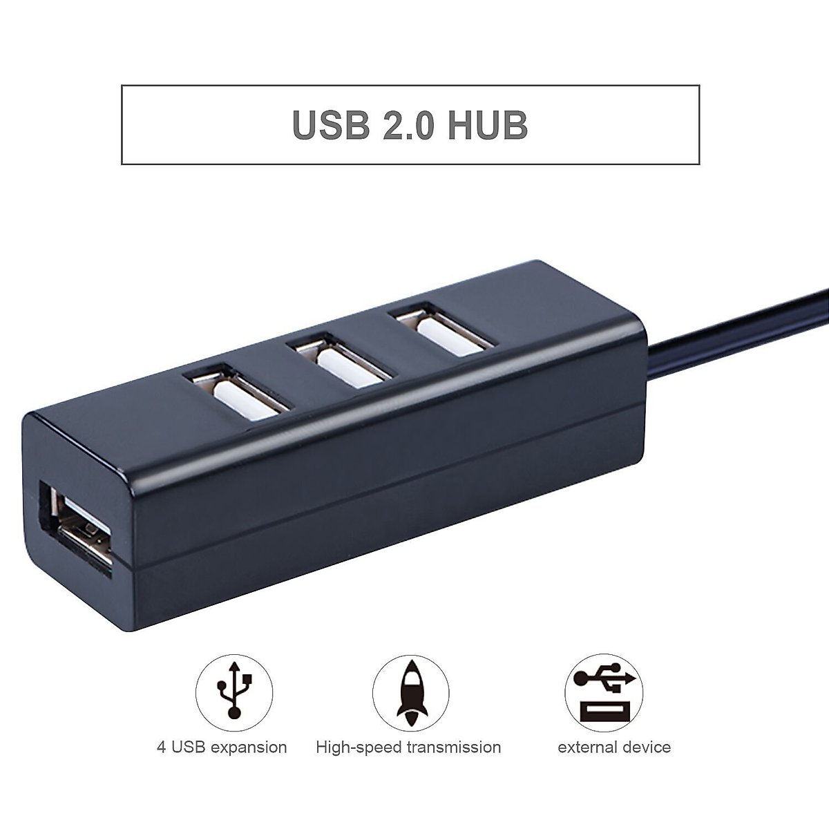 LIYU USB Port Splitter 4 Port Compact Portable High Speed USB 2.0 Data Hub for Windows MacBook Mac Pro Mac Notebook PC and More (Black)