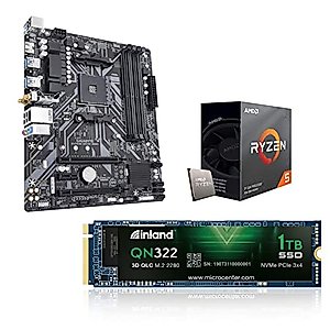 Micro Center AMD Ryzen 5 3600 6-Core, 12-Thread Unlocked Desktop Processor Bundle with GIGABYTE B450M DS3H WiFi MATX Gaming Motherboard and Inland 1TB Gen3 2280 NVMe SSD