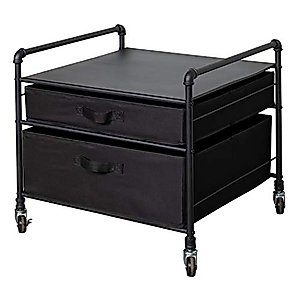 The Fridge Stand Supreme - Drawer Organization - Black Pipe Frame with Black Drawers