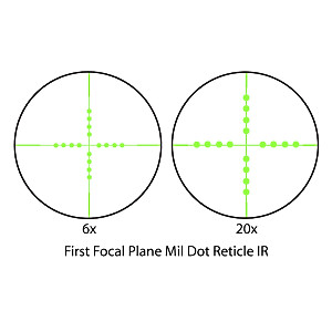 Barska AC10776 Illuminated Reticle Rifle Scope 6-20x50 First Focal Plane Mil-Dot Reticle, Black Matte