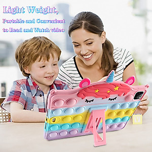 WESADN for iPad Pro 11 Inch Case 2022/2021/2020/2018 4th 3rd 2nd Gen with Kickstand Lanyard Keychain Silicone Fidget Bubble Case for Girls Women Cute Pop Protective Tablet Cover for iPad Pro 11 inch