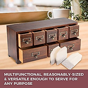 MAXCBD Nightstand Bedside Table Drawer Cabinet 8 Drawers Wood Apothecary Medicine Cabinet Label Holder Organizer Card Catalog Beautifully-Made Rustic Cabinet Storage Tower Dresser