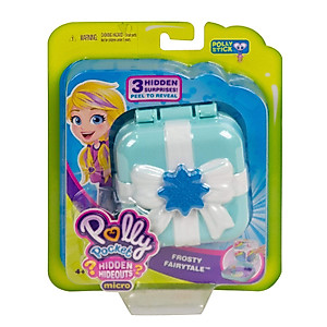 Polly Pocket Hidden Hideouts Frosty Fairytale Compact: 3 Hidden Hideouts, 3 Hidden Reveals, 3 Accessories, 1 Micro Polly Doll & Sticker Sheet
