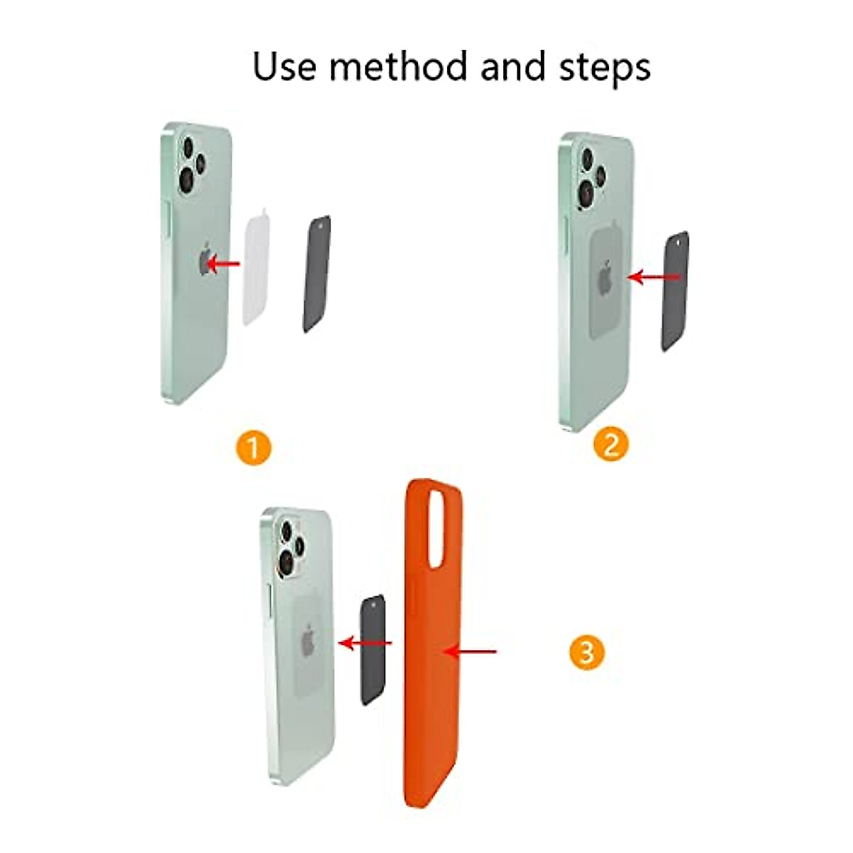 XSFOO Universal Metal Plate 4 Pack for Magnetic Phone Car Mount Holder Cradle with Adhesive (Compatible with Magnetic Mounts) - 2Rectangle and 2Round, Black