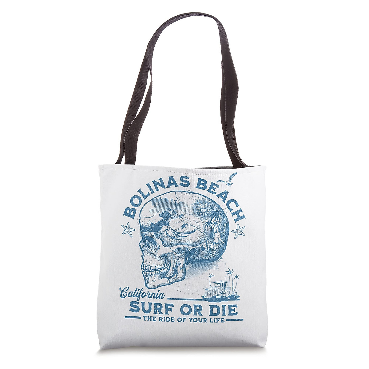 Bolinas Beach Surfing Girl Pacific Ocean Surf Board Men Boy Tote Bag